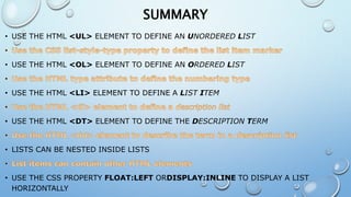 Html lists | PPTX