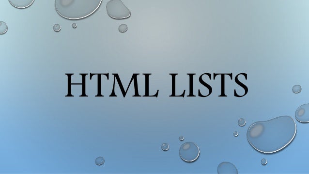 Html lists