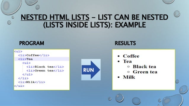 Html lists