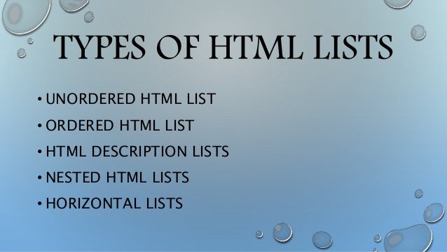 Html lists