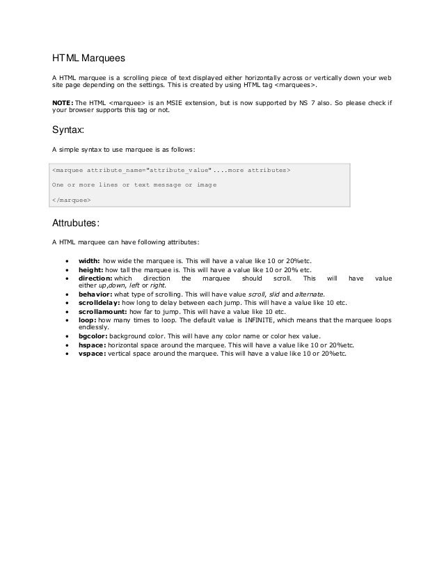 Html marquees