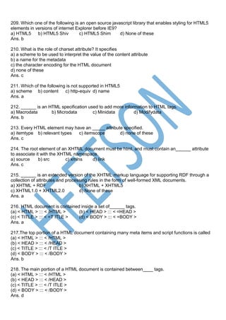 HTML MCQ Objective Questions and Answers | PDF