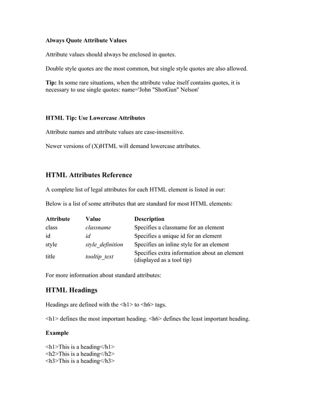 Html notes | PDF | Web Design and HTML | Internet