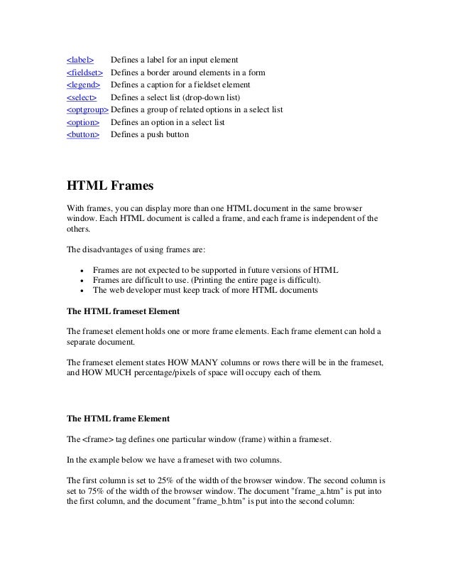 Html notes