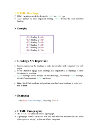 HTML Notes And Some Attributes | PDF