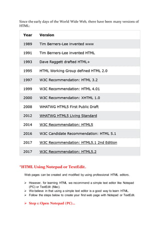 HTML Notes And Some Attributes | PDF