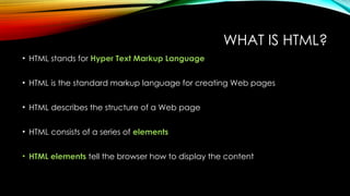HTML Introduction overview presentation.pptx | Web Design and HTML | Internet