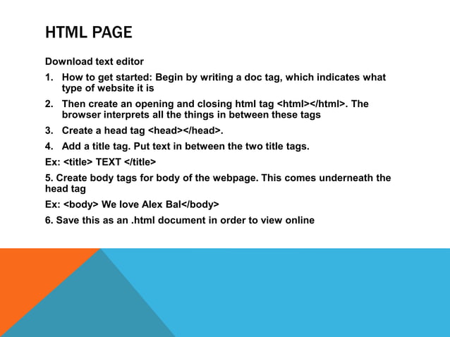 HTML Tutorial | PPTX | Web Design and HTML | Internet