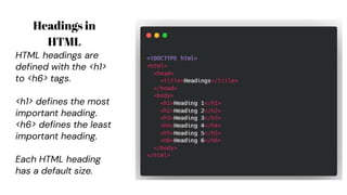 HTML : INTRODUCTION TO WEB DESIGN Presentation | PPTX