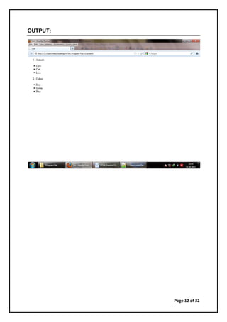 HTML practicals | PDF