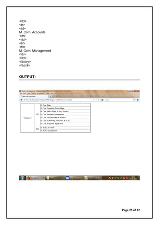 HTML practicals | PDF