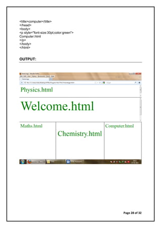 HTML practicals | PDF