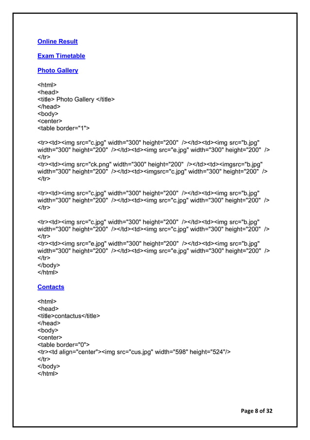 Html Practicals Pdf