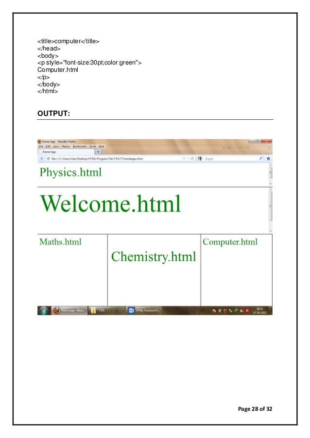 Html Practicals