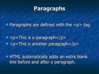 Html Presentation Of Web Page Making | PPT | Web Design and HTML | Internet