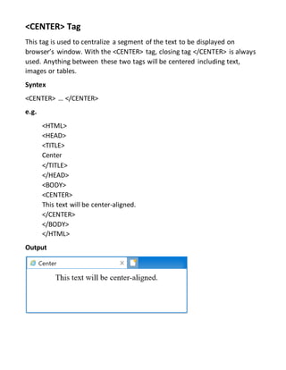 Project Report on HTML | DOCX