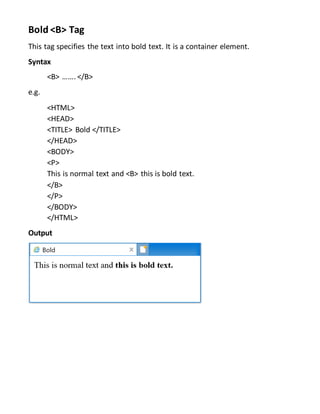 Project Report on HTML | DOCX