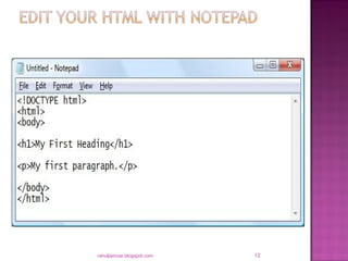 HTML, HTML5,HTML,CSS How To Make Your Own Website | PPT