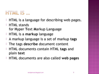 HTML, HTML5,HTML,CSS How To Make Your Own Website | PPT