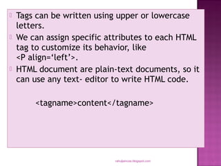 HTML, HTML5,HTML,CSS How To Make Your Own Website | PPT