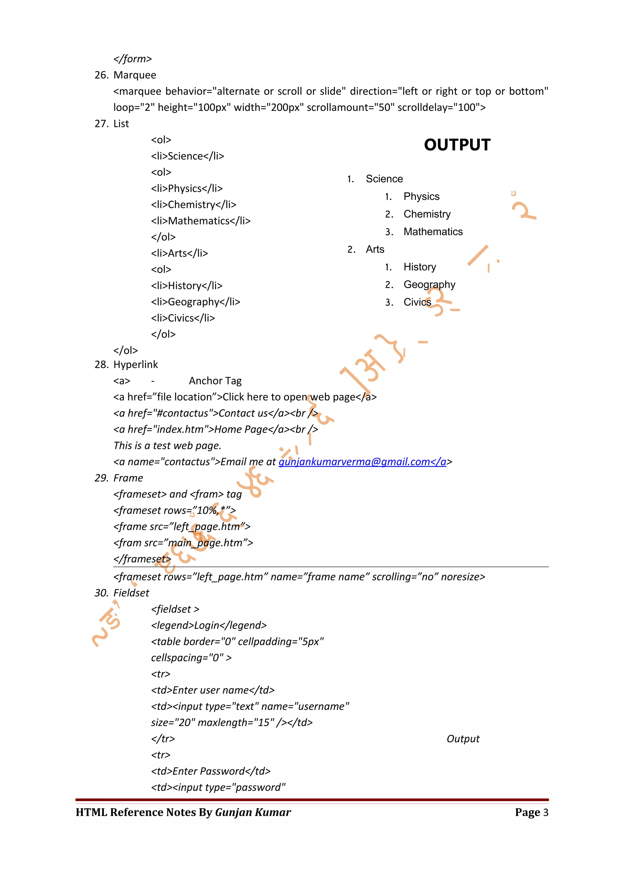 Html refrence notes | PDF