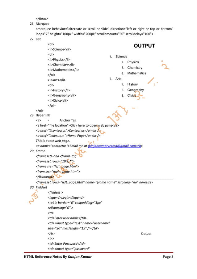 Html refrence notes | PDF