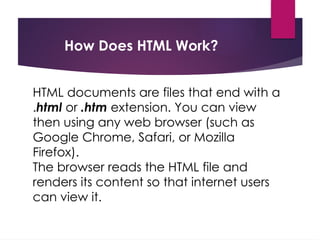 HTML seminar .pptx( HTML ) it's about html | PPT