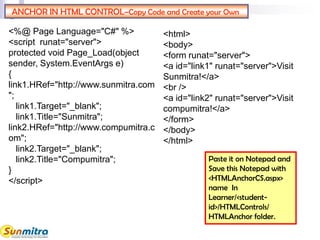 Html Server Anchor Control CS | PPT