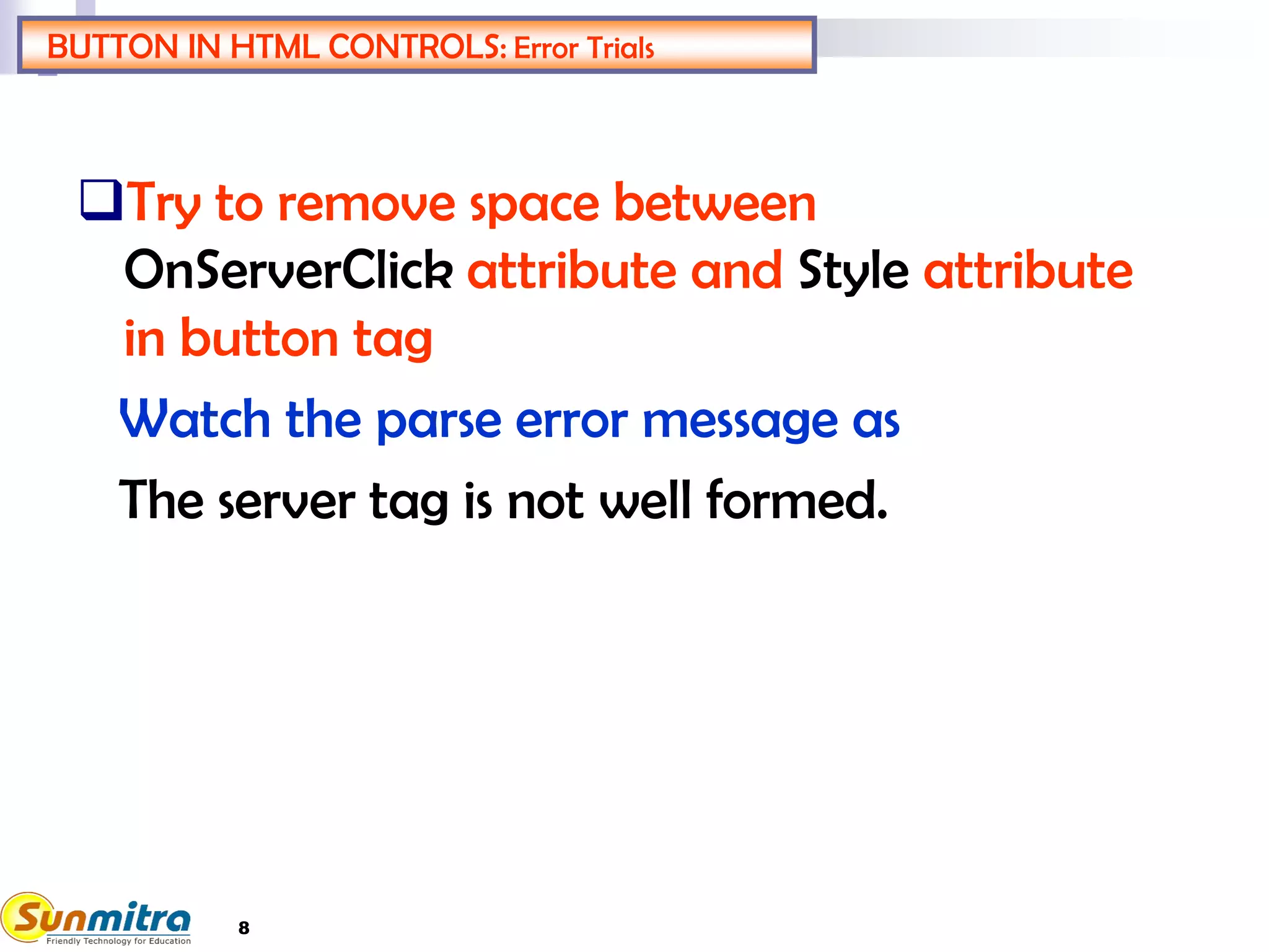 Html Server Button Control VB | PPT