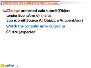 Html Server Input Checkbox Control CS | PPT