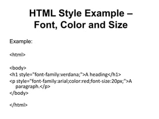 HTML STYLES | PPTX | Web Design and HTML | Internet