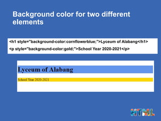 Using Style Attribute in HTML and its properties | PDF