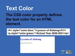 Using Style Attribute in HTML and its properties | PDF