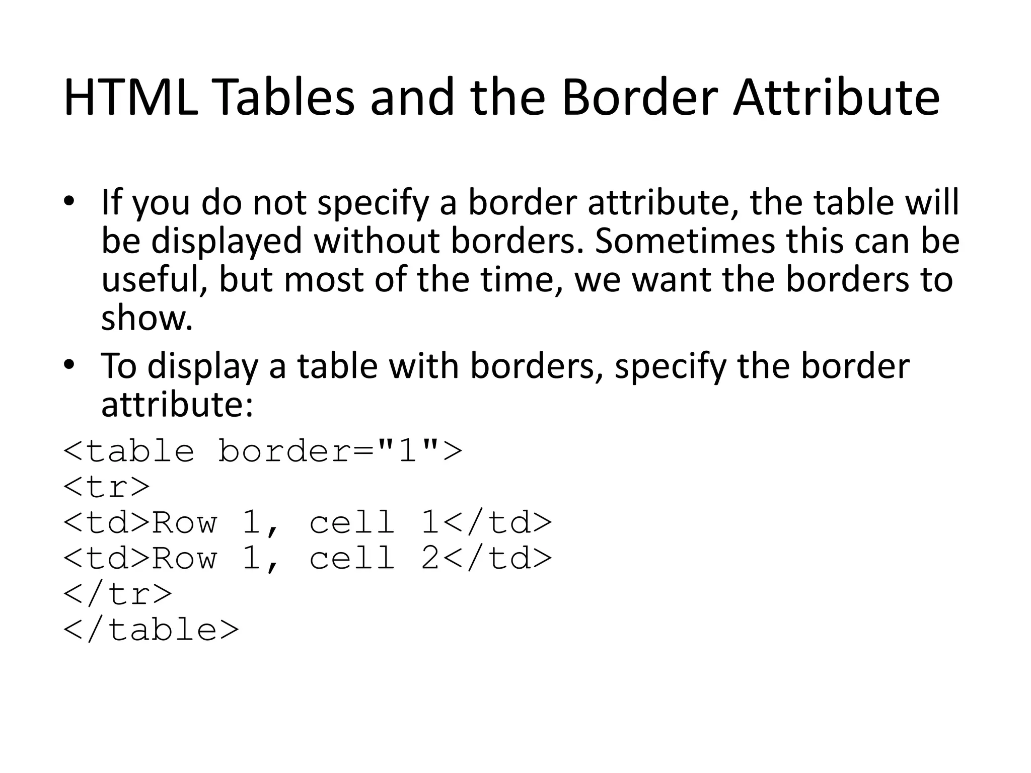 HTML Tables | PPTX | Web Design and HTML | Internet