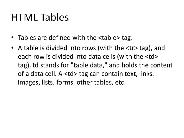 Html Tables Ppt