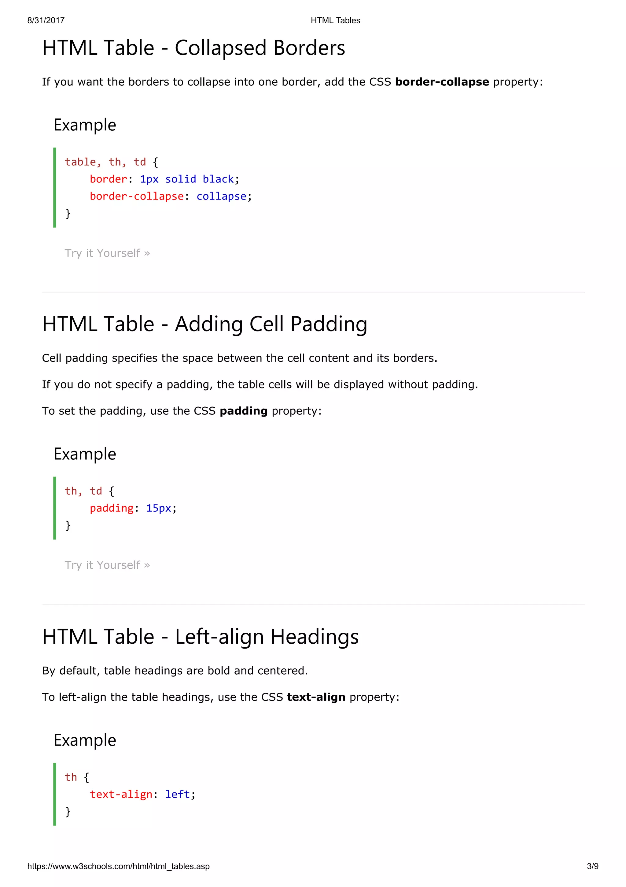 Html tables | PDF