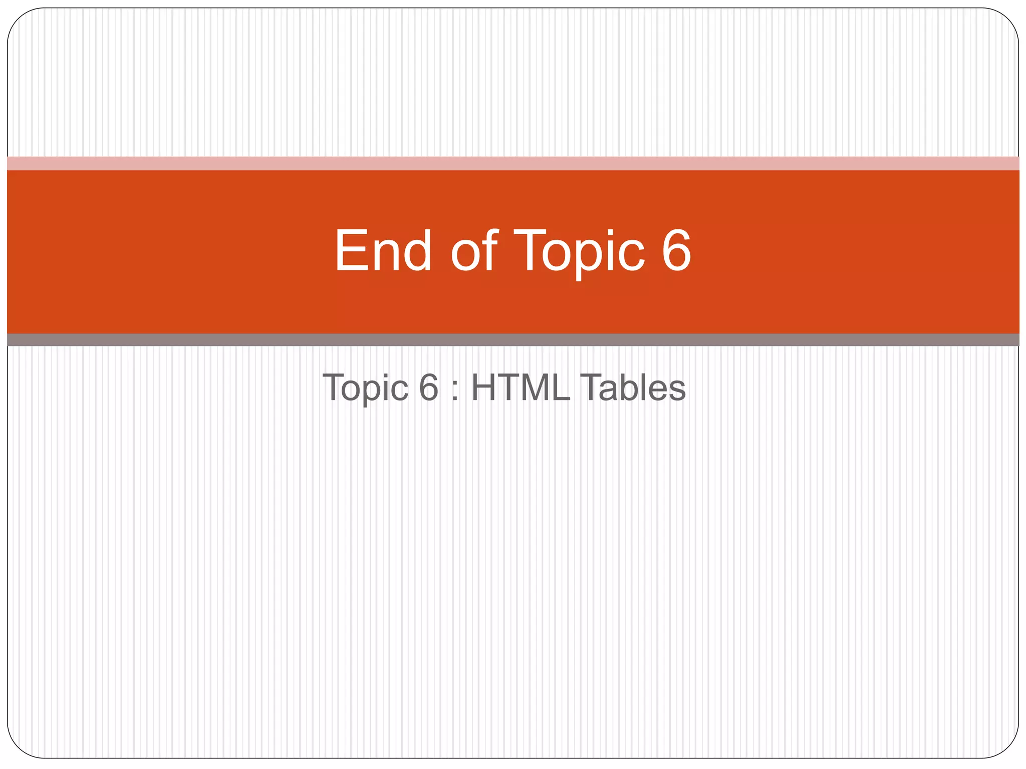 Html tables | PPT