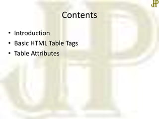 Html tables | PPTX