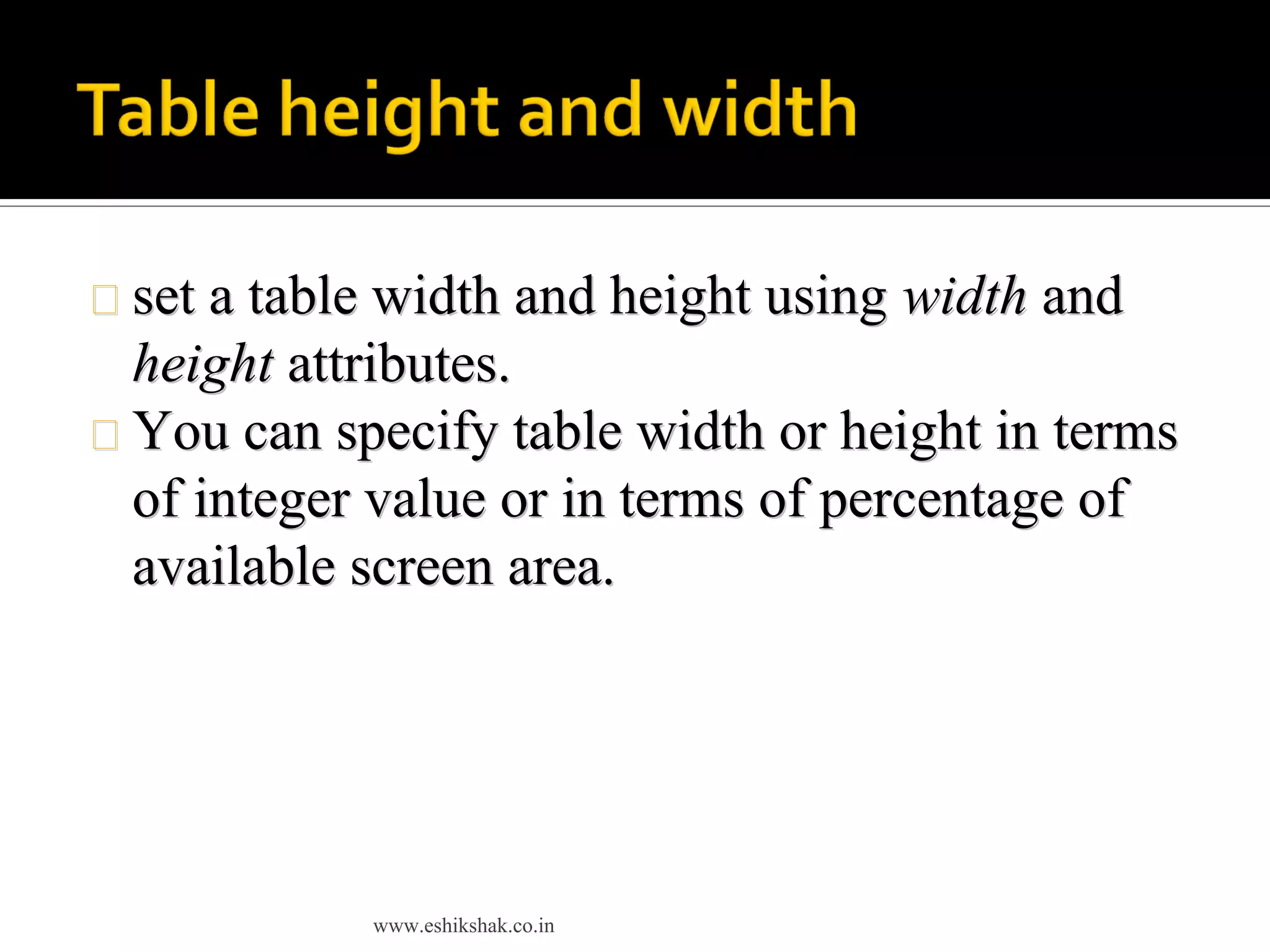 Html table tags | PDF