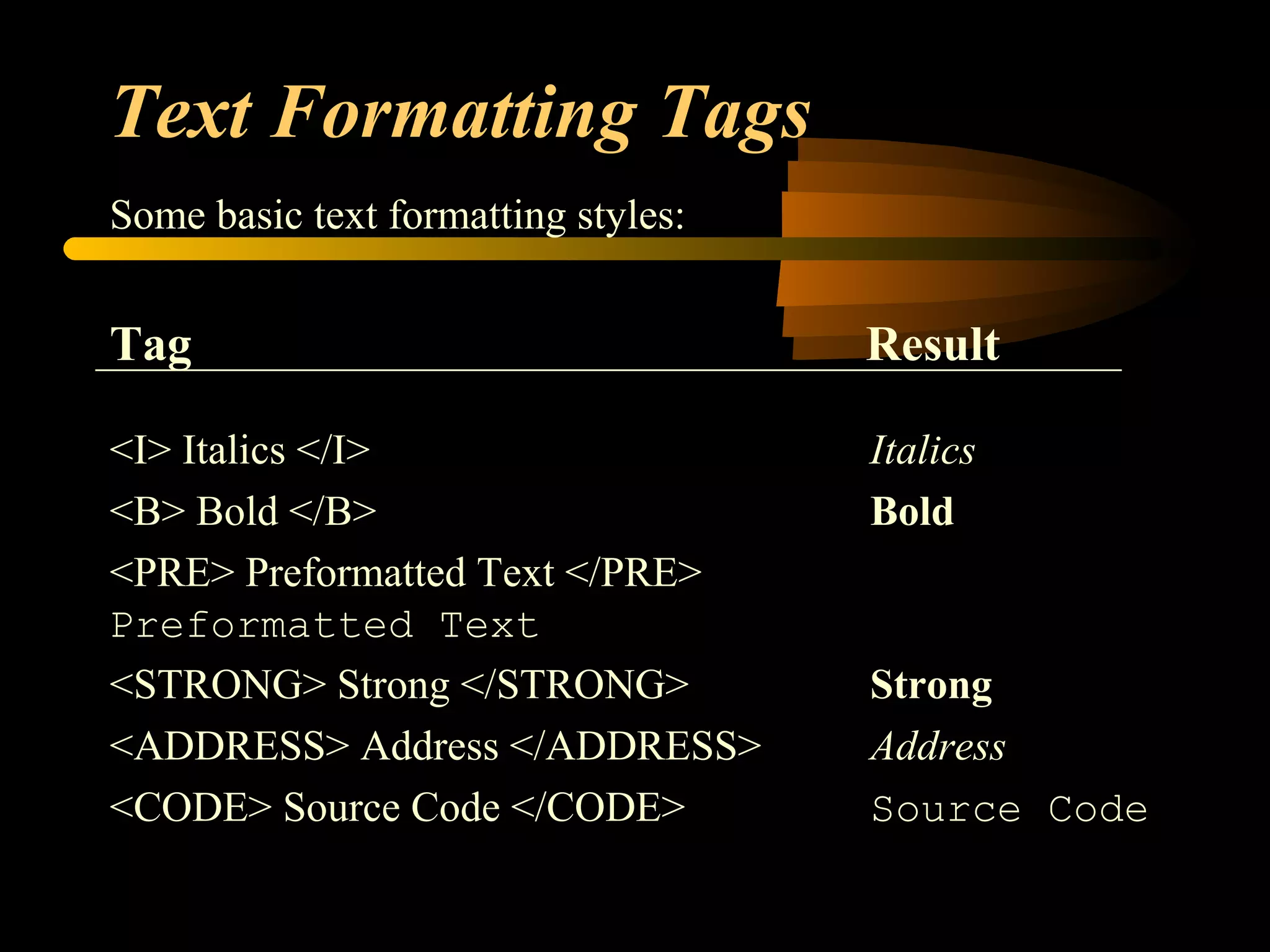 PPT on Basic HTML Tags | PPT