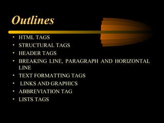 PPT on Basic HTML Tags | PPT