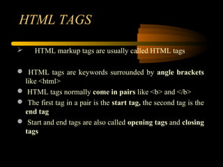 PPT on Basic HTML Tags | PPT