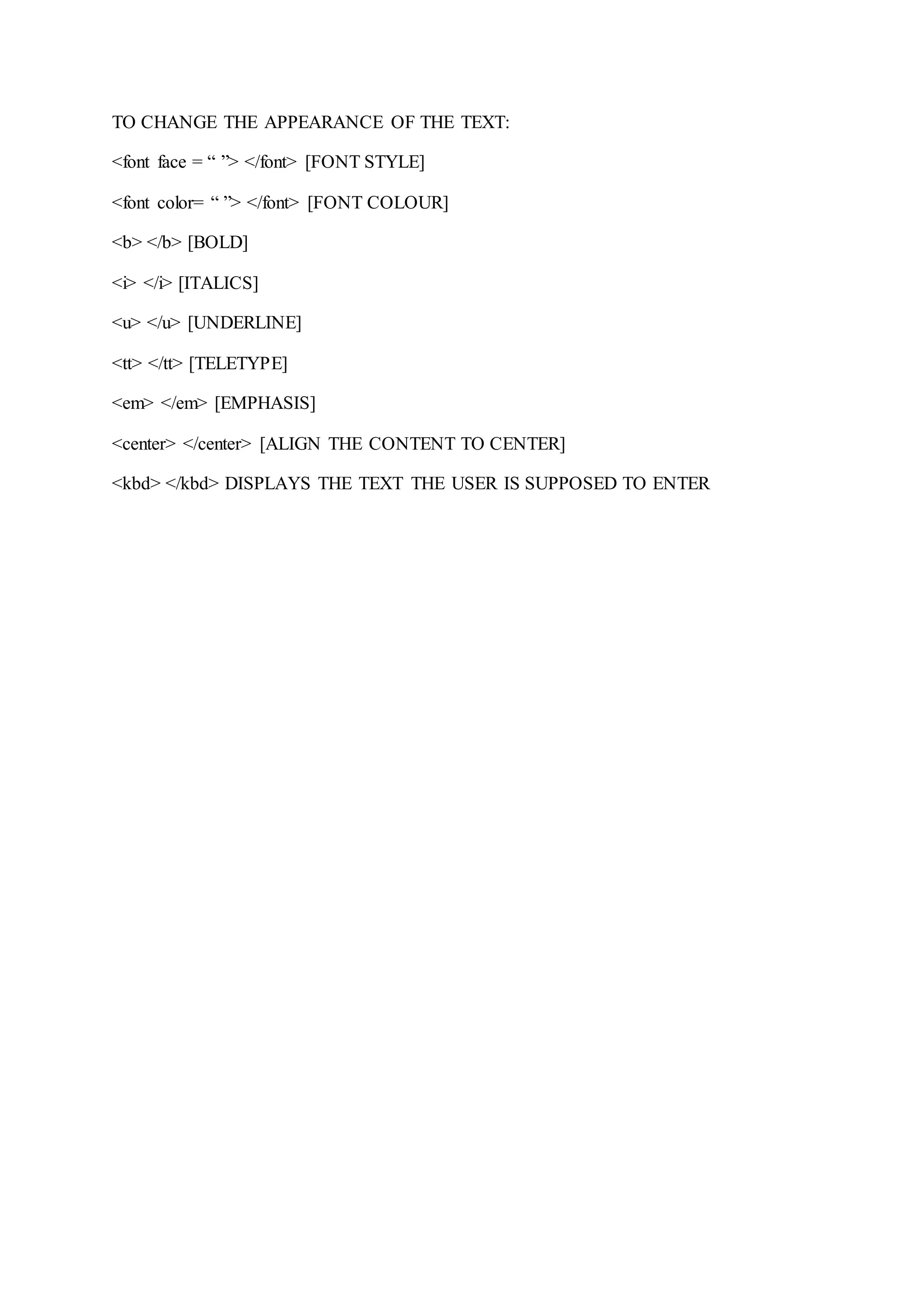 Html tags list | DOCX | Web Design and HTML | Internet
