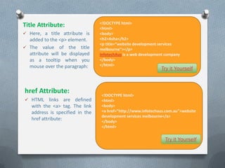 Html tutorials-infotech aus | PPT
