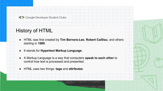 Introduction to Web Development - HTML | PPT