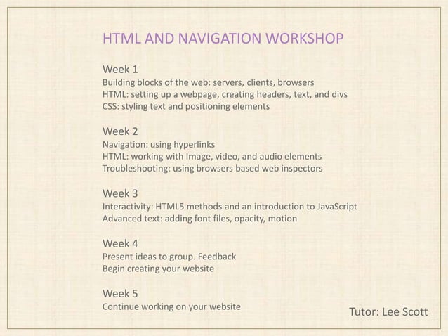 Html workshop 1 | PPT