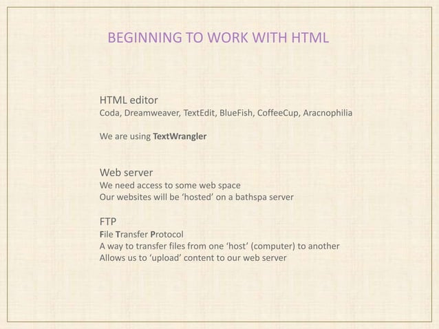 Html workshop 1 | PPT