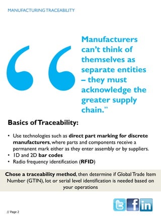 Traceability in Manufacturing | PDF