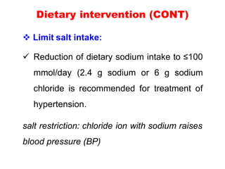 Food and diet recommendations for hypertension | PPTX