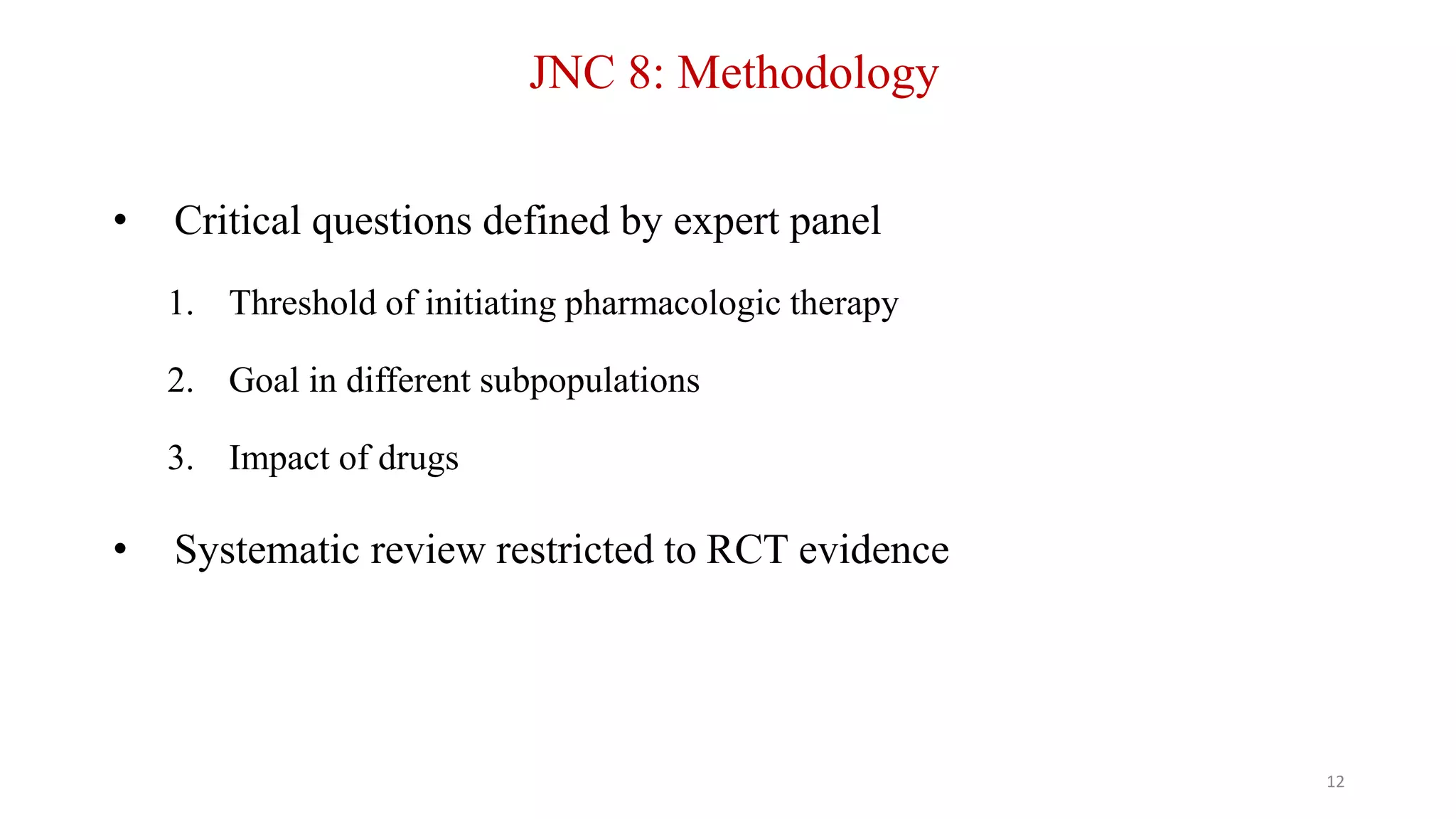 JNC 8 guideline to Management of Hypertension | PPTX